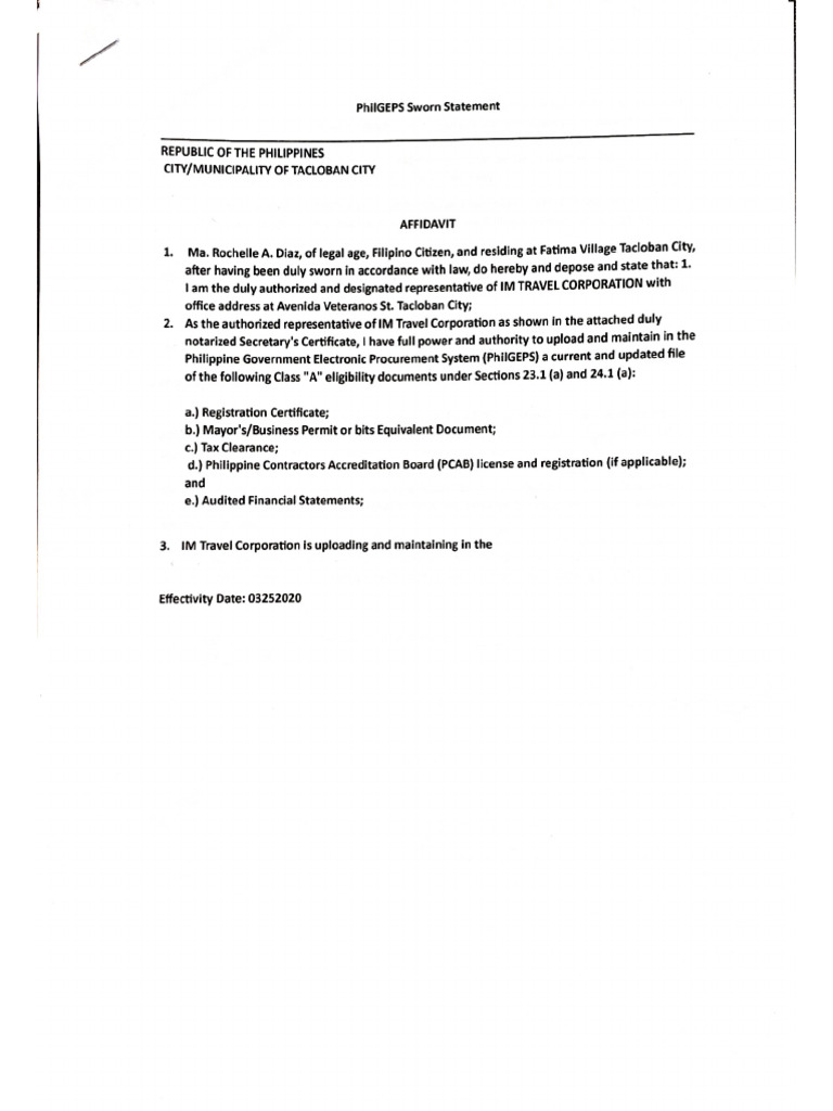 PhilGeps Sworn Statement | PDF