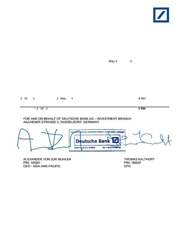 Deutsch Bank Account Balance | PDF