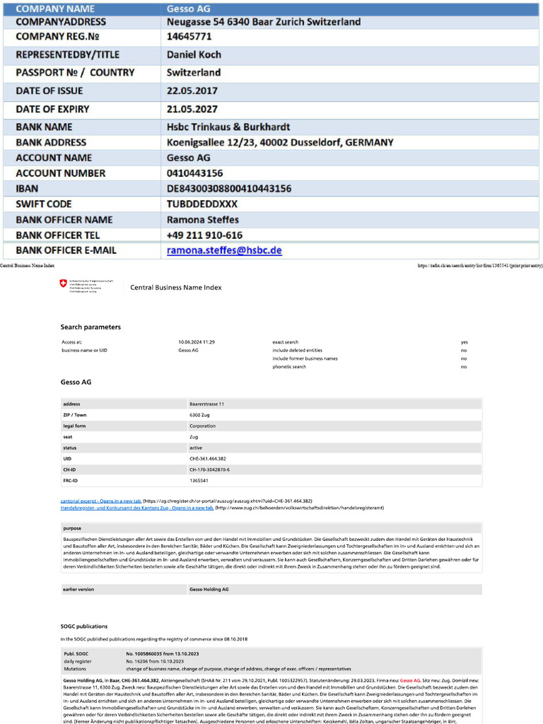 Gesso Ag Cis For HSBC Bank Account | PDF