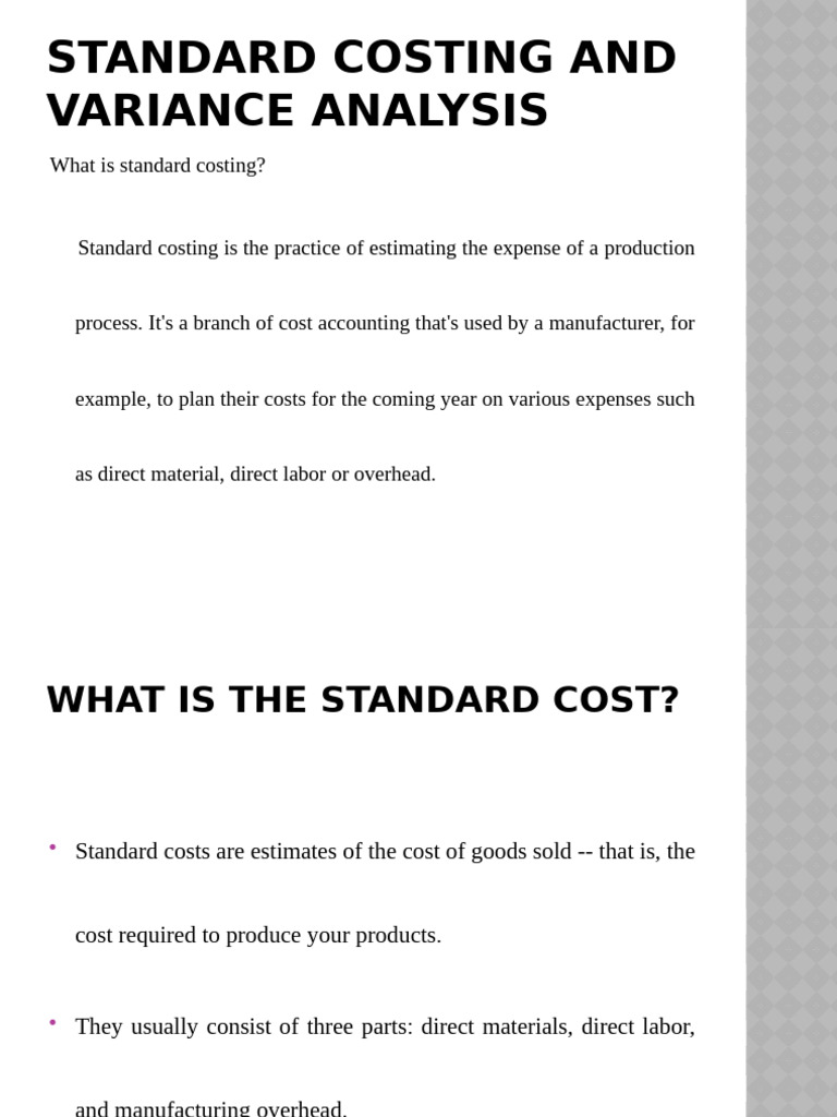 Standard Costing and Variance Analysis | PDF