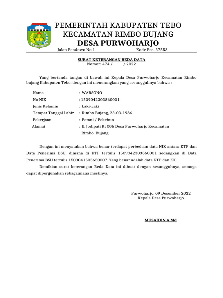 Beda Data Warsono | PDF