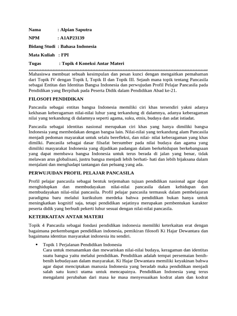 T4 - Fpi - Koneksi Antar Materi - Alpian Saputra | PDF