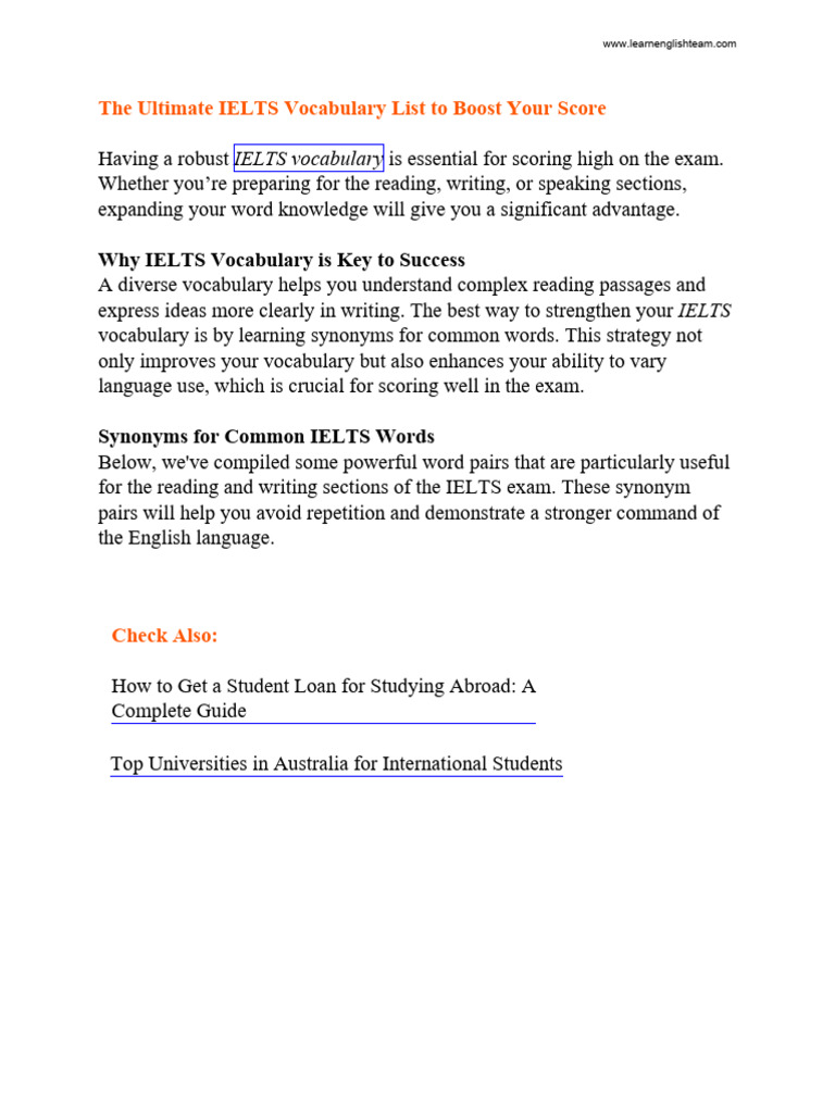 IELTS Academic Vocabulary | PDF