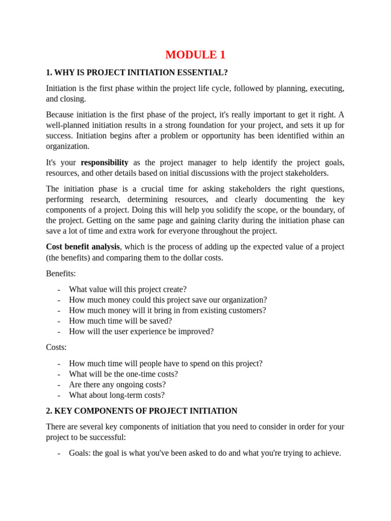 Module 1-Why Is Project Initiation Essential | PDF