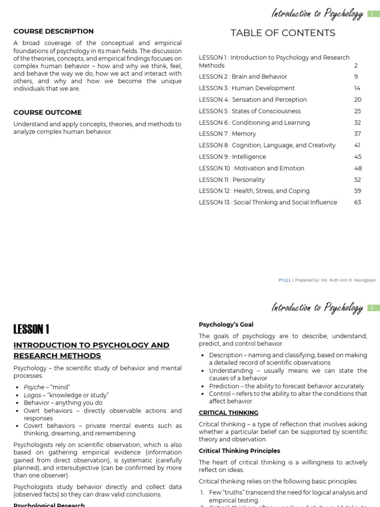 Intro To Psych | PDF