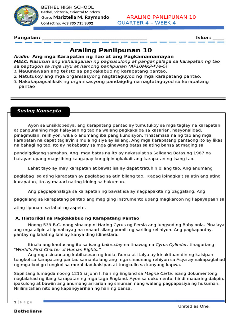AP 10 Q4 - Week 4 Activity | PDF