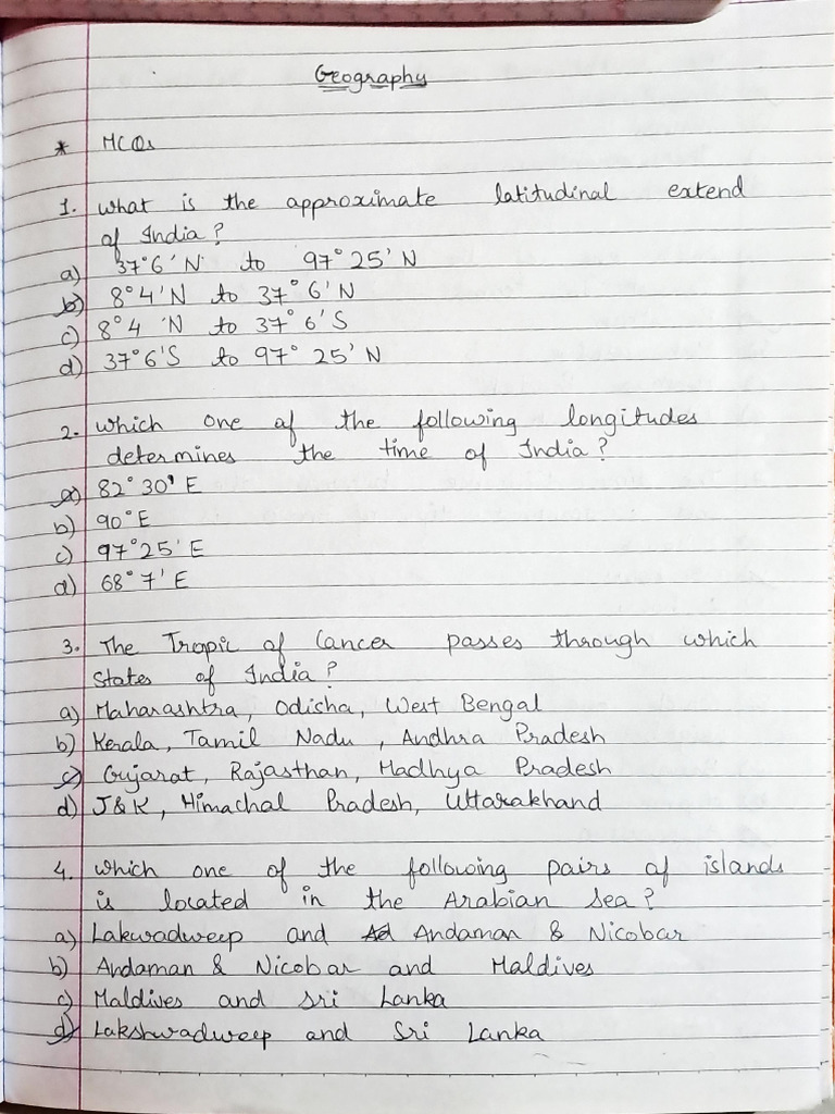 Geography Homework Mcqs | PDF