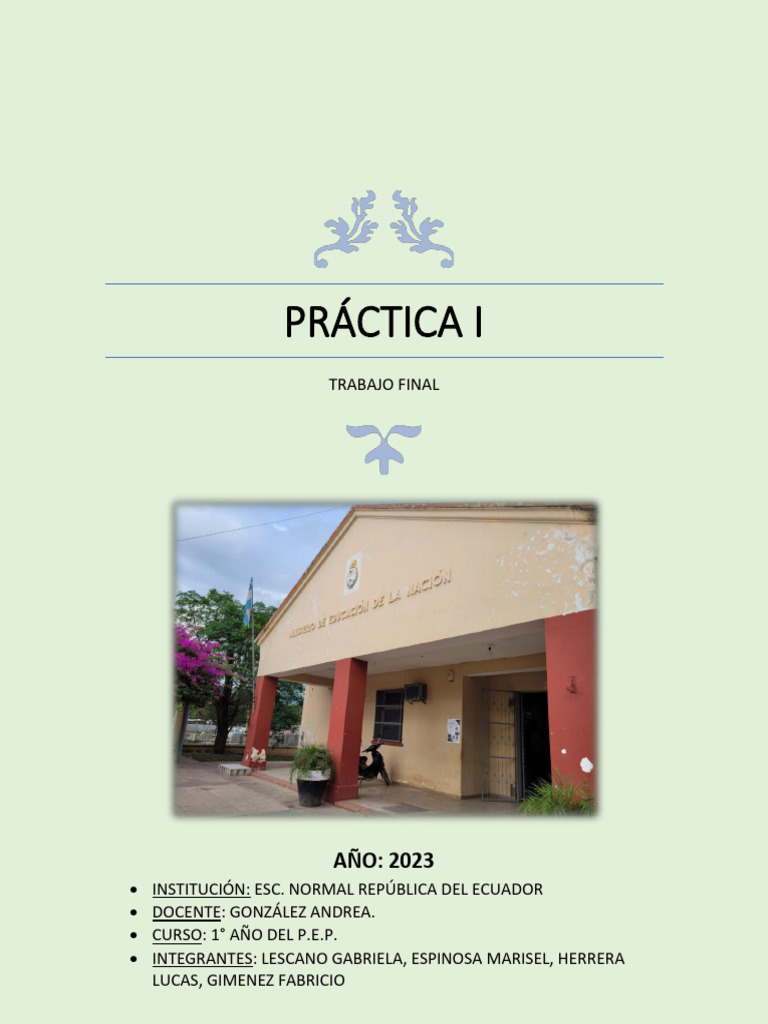 Práctica 1 TP Final 1° Del Pep 2023 | PDF | Escuelas | Enseñando