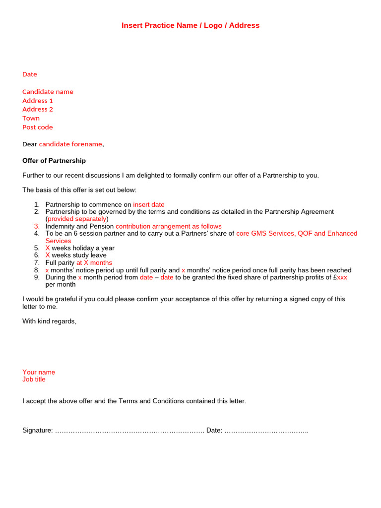 Partnership Offer Letter Template | PDF