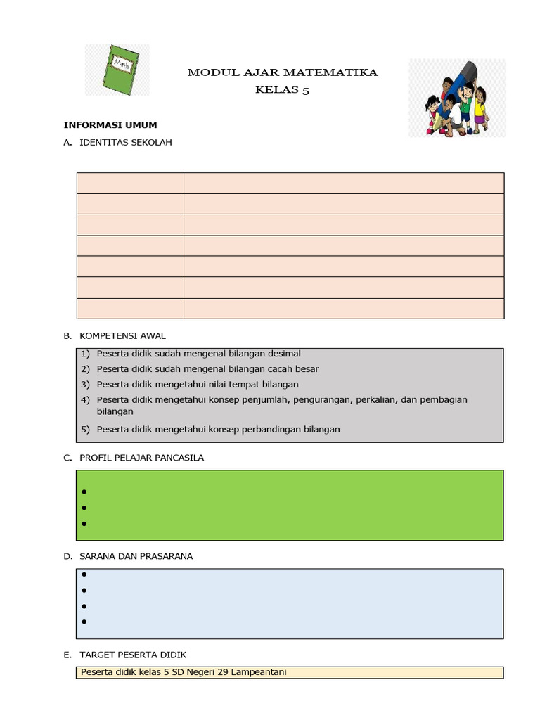 Modul Ajar Matematika Kelas 5 | PDF