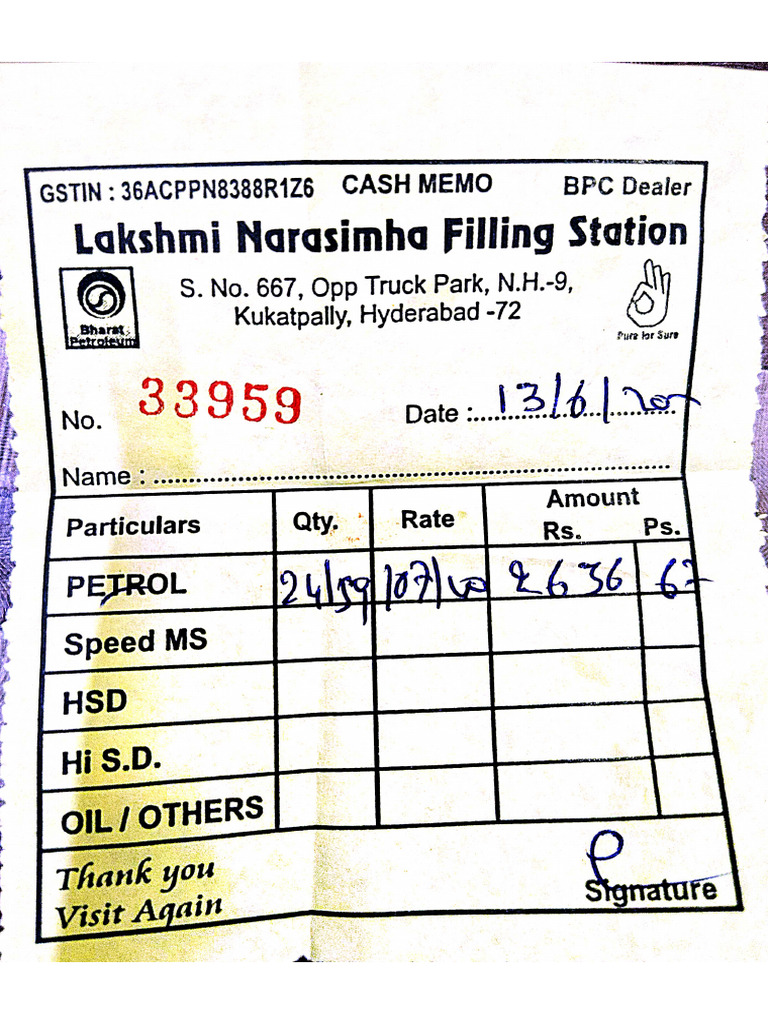 Petrol Bill 13th June | PDF