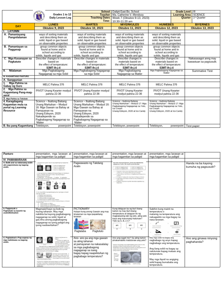 Dll-Science-Q1-Week 8 | PDF