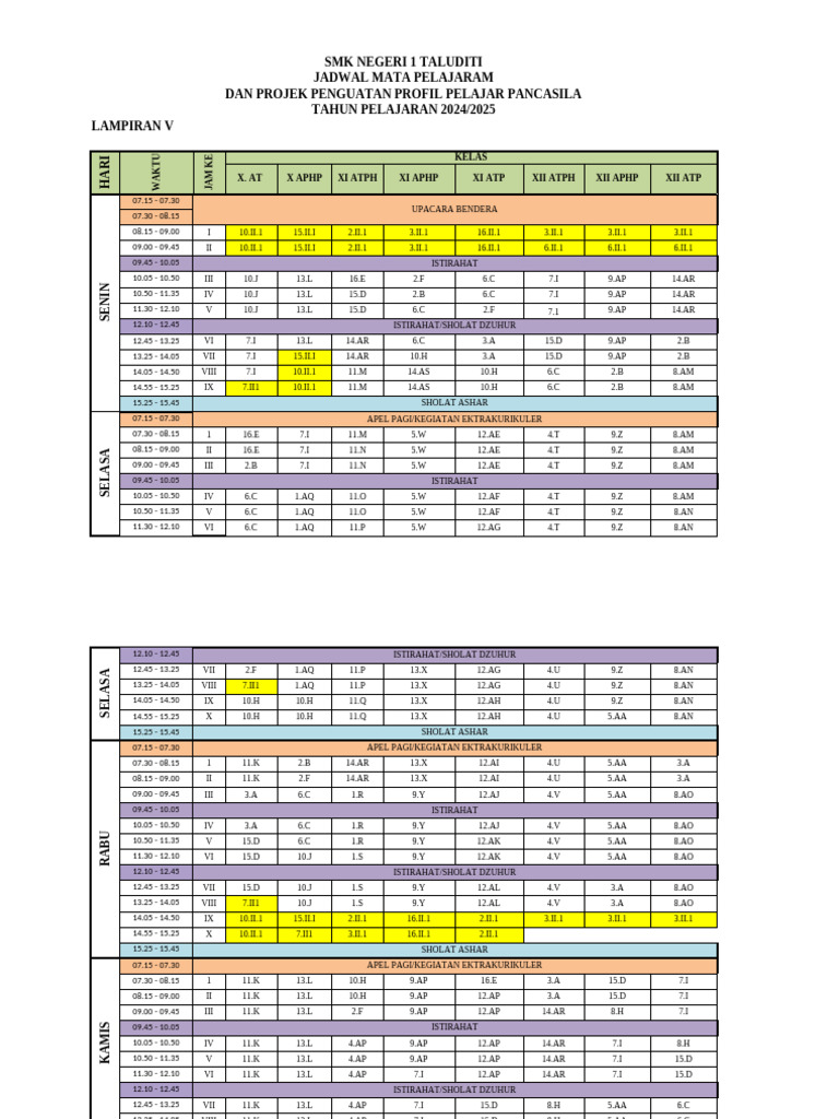 JADWAL - 9 ROMBEL - 26 Agustus | PDF