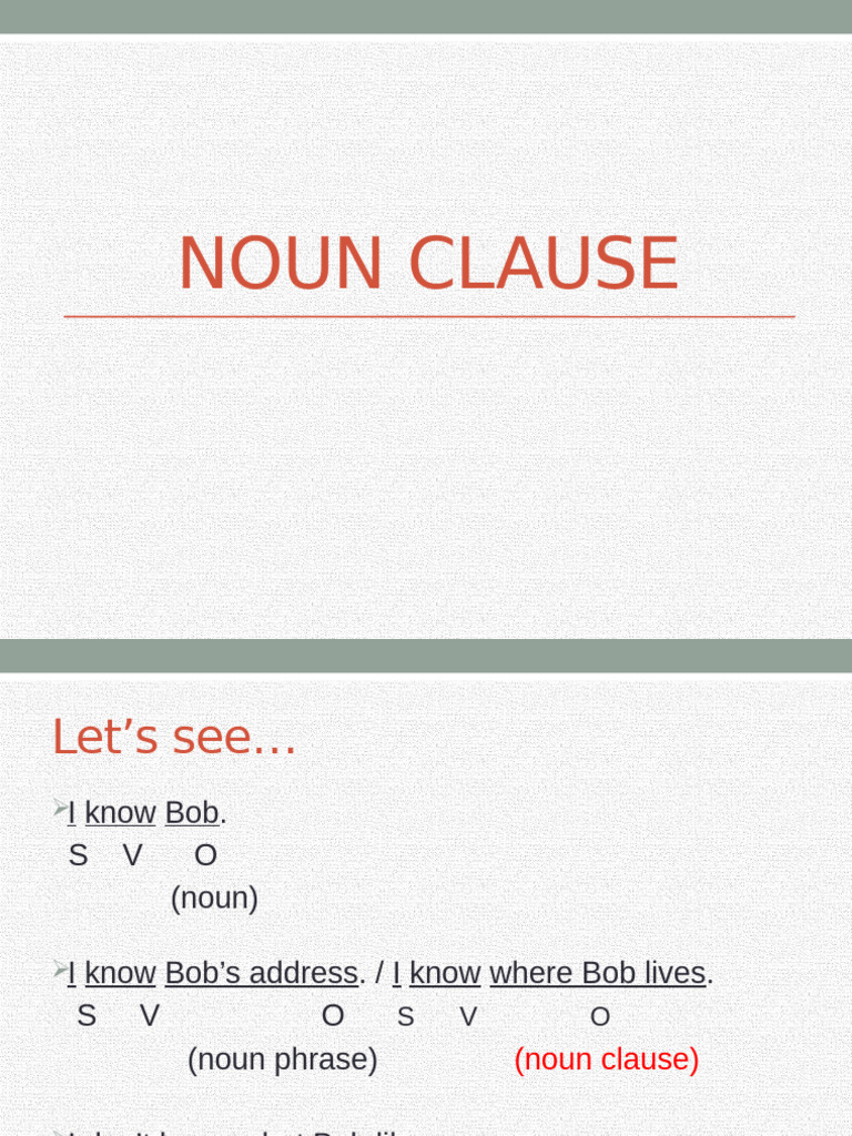 Noun Clause - Updated | PDF