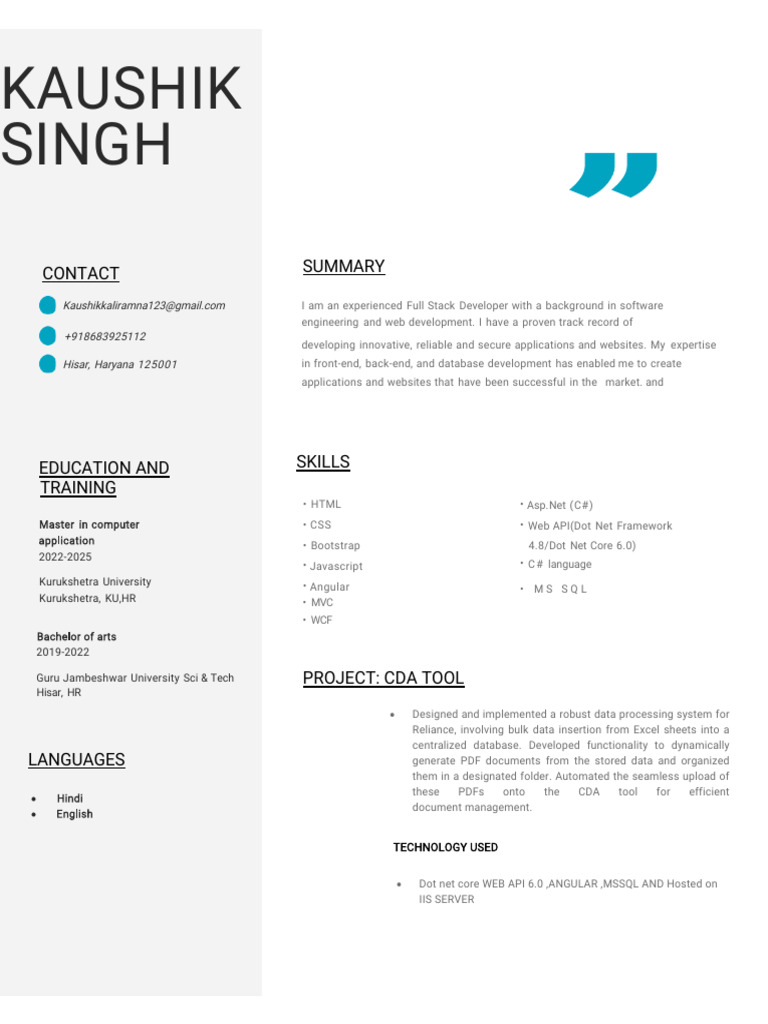 Kaushik - Singh - Resume New1 | PDF