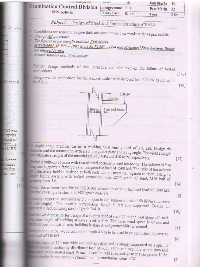 Past Questions - Steel Structures | PDF