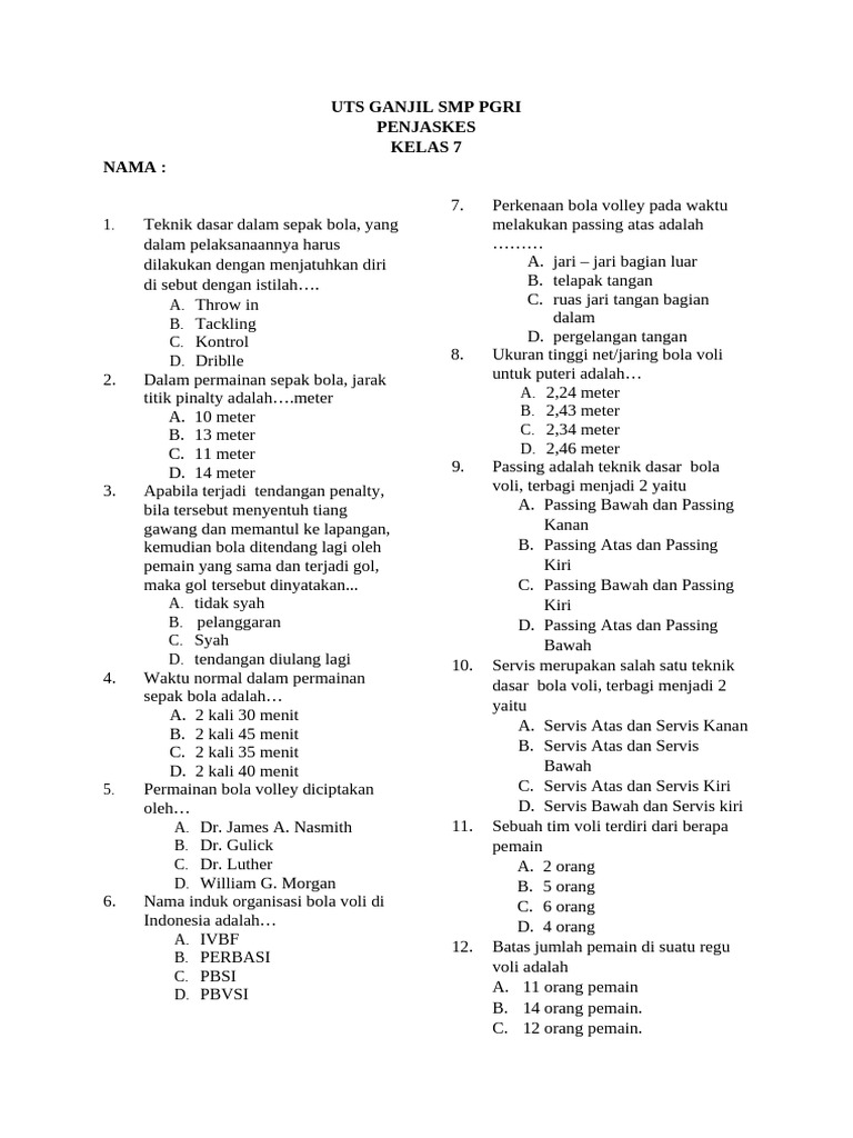 Kelas 7 Pts Ganjil | PDF