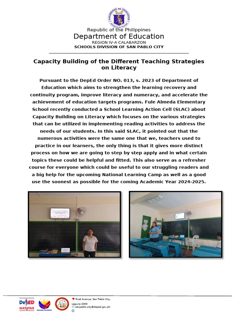 Capacity Building On Literacy - Narrative | PDF
