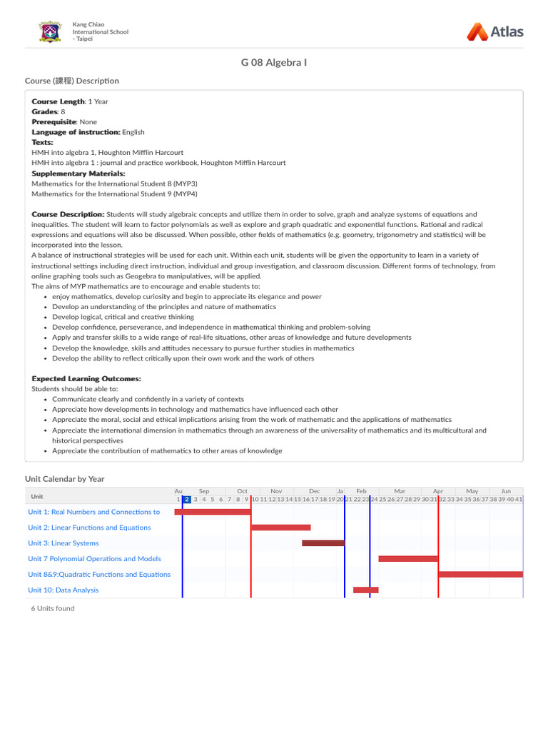 KCIS - G8 Math Curriculum | PDF