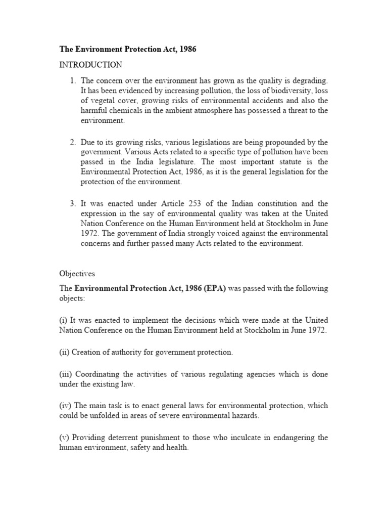 Environmental Protection Act 1986 Overview | PDF | Environmental ...