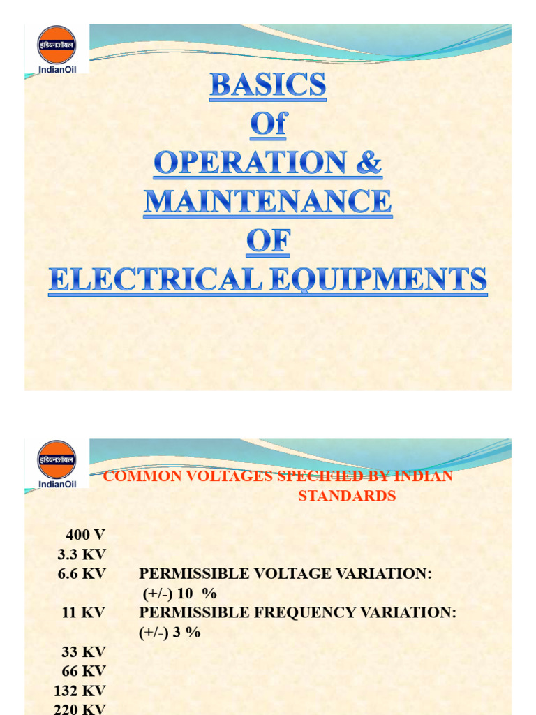 Basics Operations and Maintenace of Electrical Equipment | PDF
