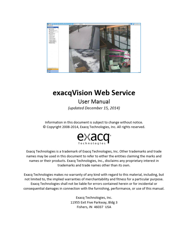 ExacqVision Web Service User Manual | PDF