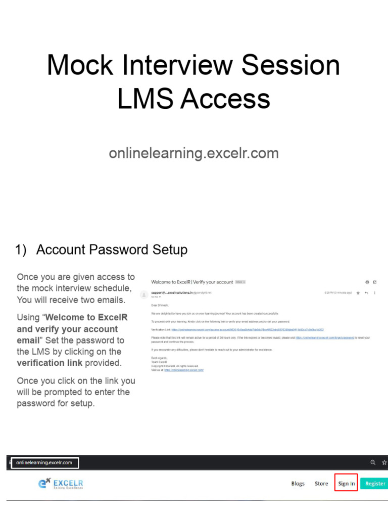 Mock Interviews LMS Account Setup | PDF