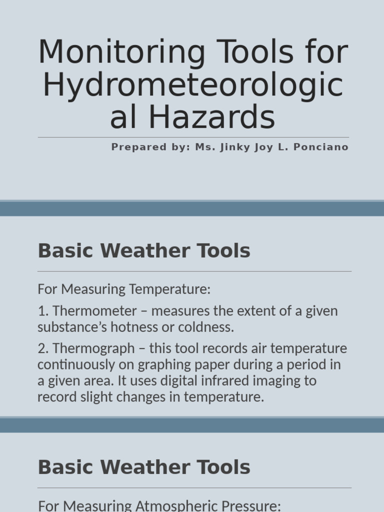 Monitoring Tools For Hydrometeorological Hazards | PDF