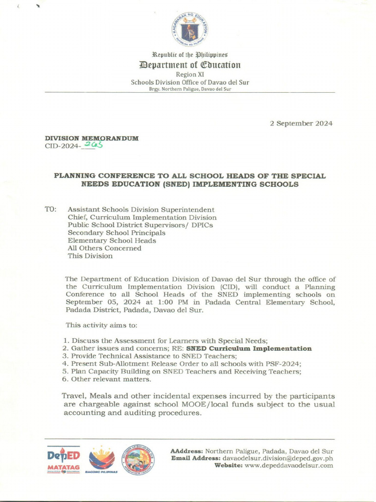 Dm-cid-2024-265-Planning Conference To All School Heads of The Special ...