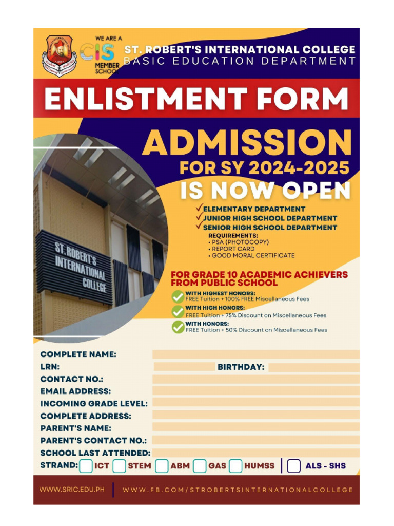 Enrollment Form 2024-2025 | PDF
