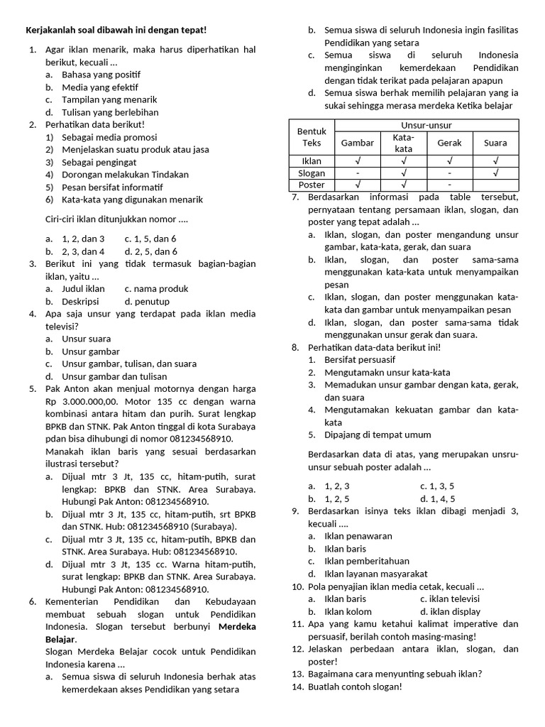 Soal Mawar Iklan | PDF