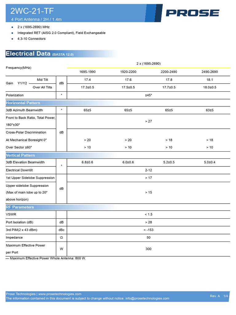 2WC-21-TF: Electrical Data | PDF