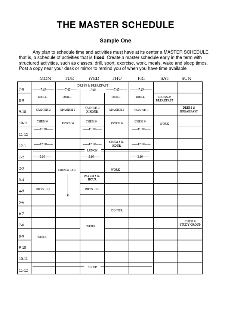 Revised Master Schedule | PDF