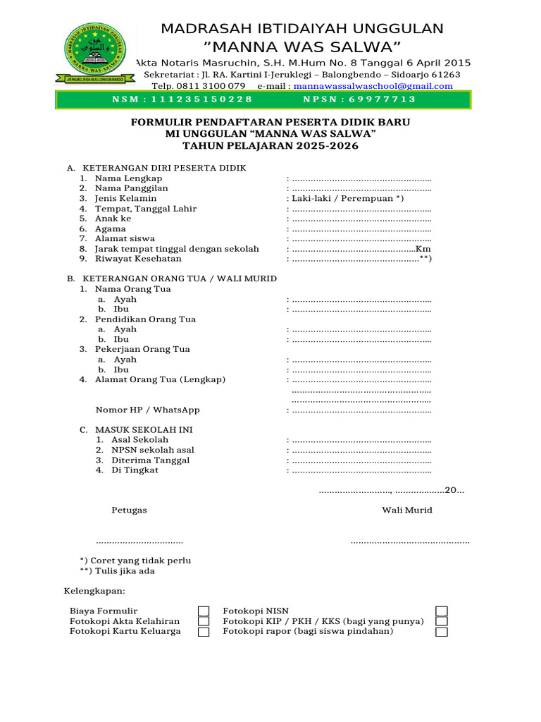 Formulir PPDB 2024-2025 | PDF