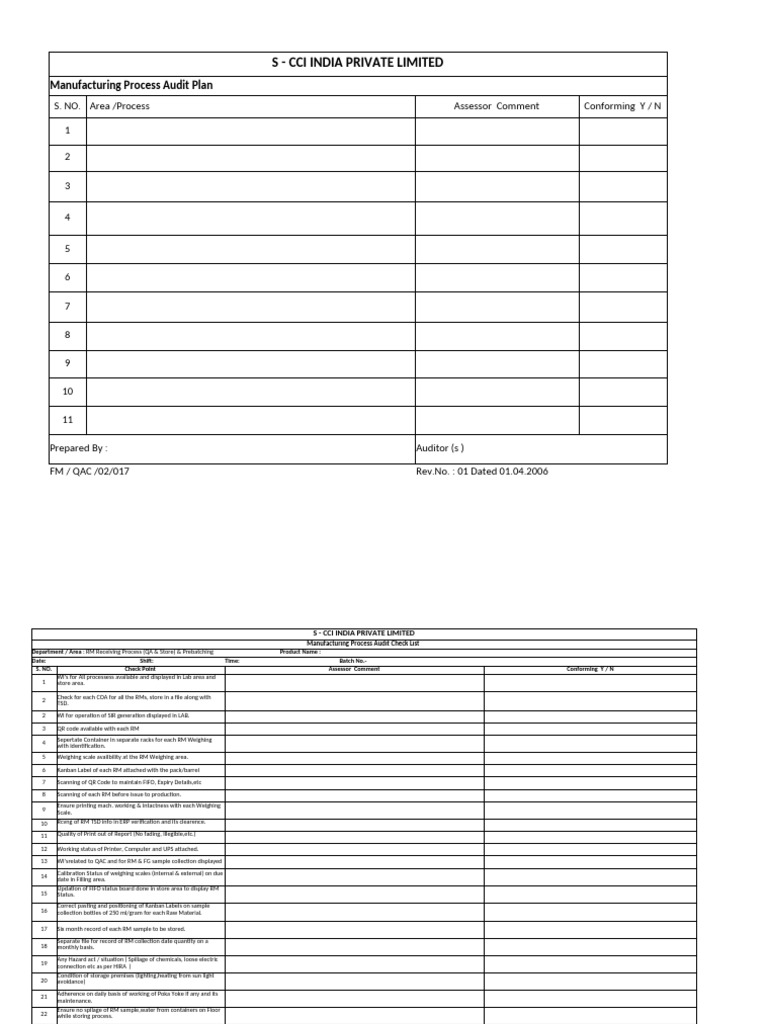 Process Audit New-Revised For VSA | PDF