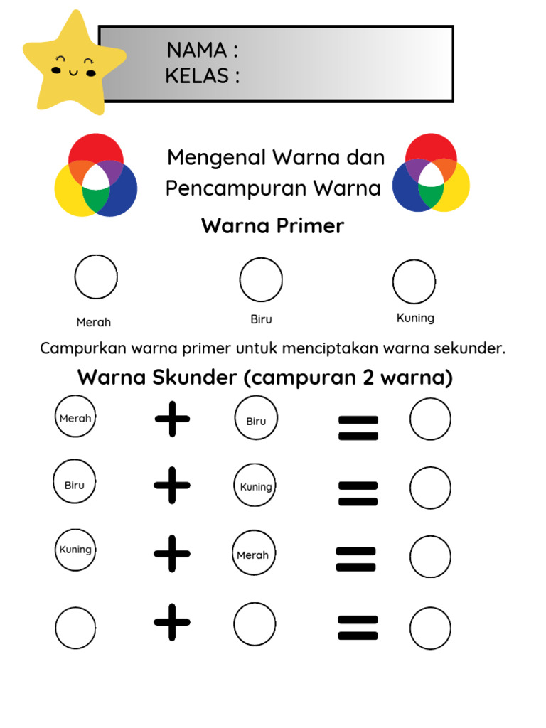 Art Color Mixing Primary and Secondary Color Worksheet | PDF