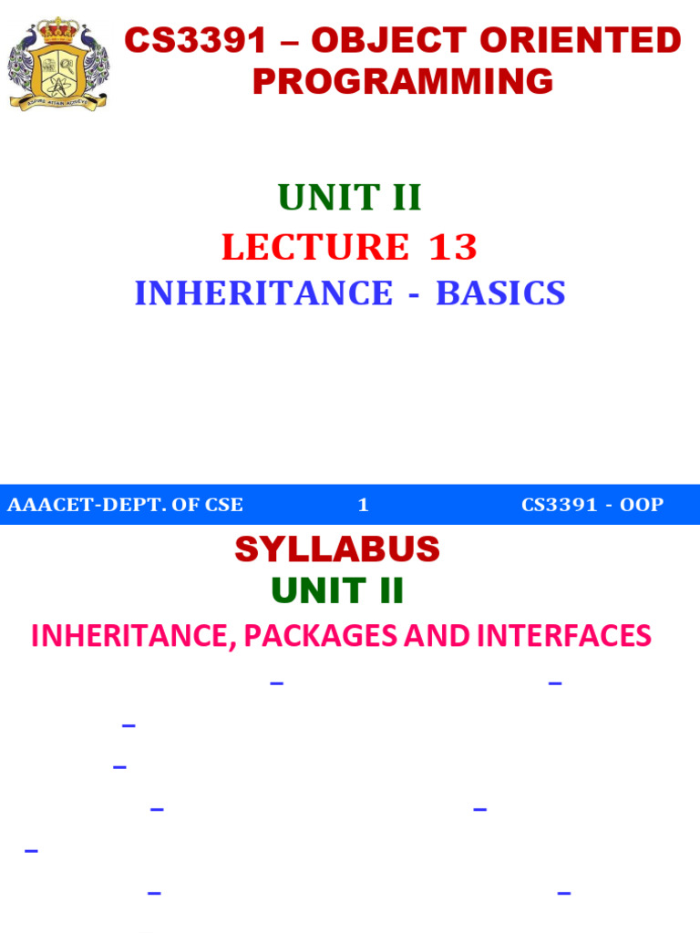 L13 - Inheritance - Basics | PDF