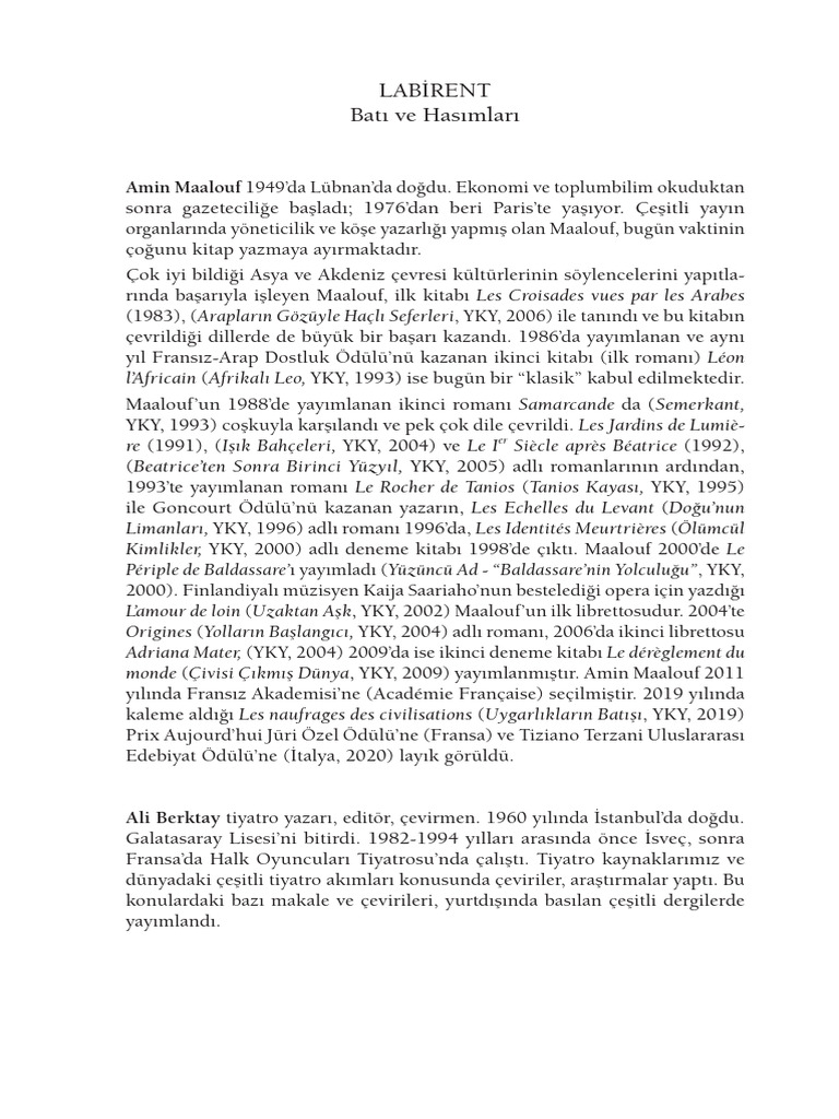 Labirent Amin-Maalouf Ic | PDF