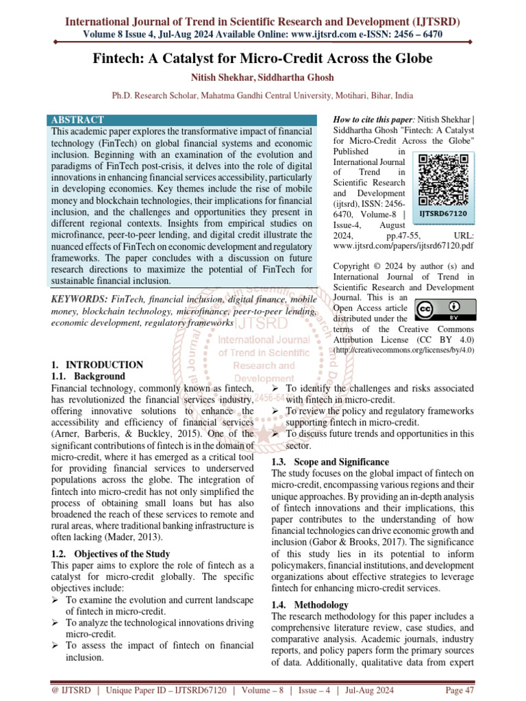 Fintech A Catalyst for Micro Credit Across the Globe | PDF ...