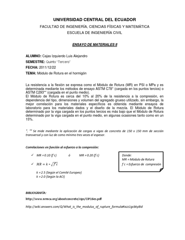 Módulo de Rotura | PDF