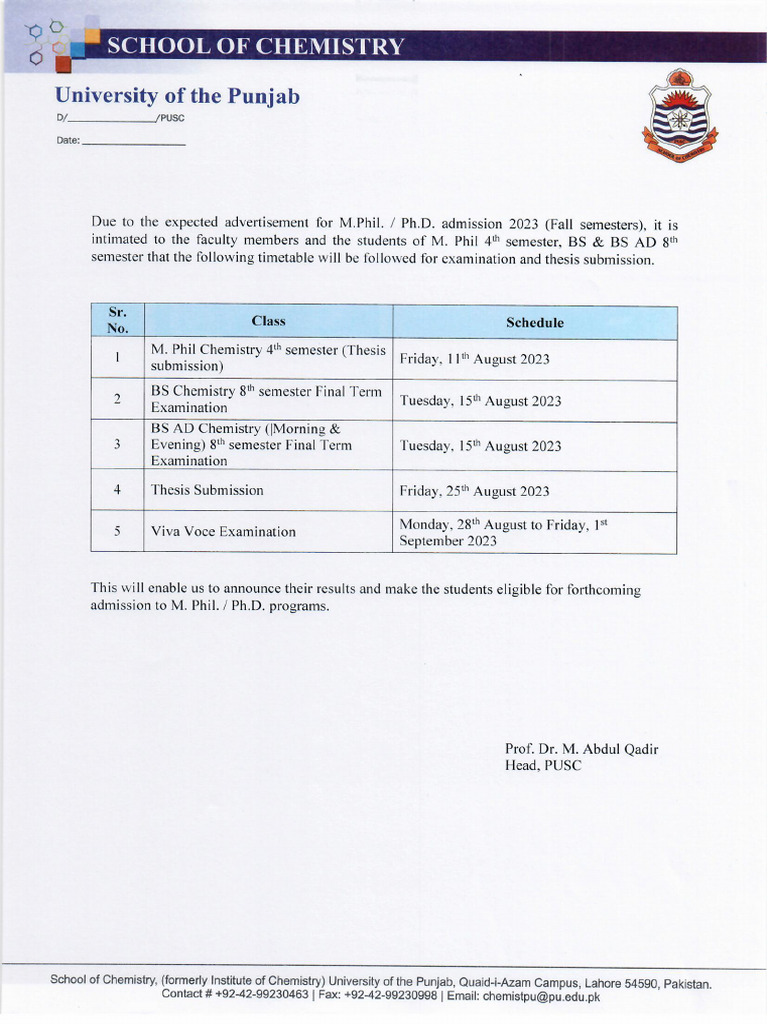 Thesis Submission and Final Examination | PDF