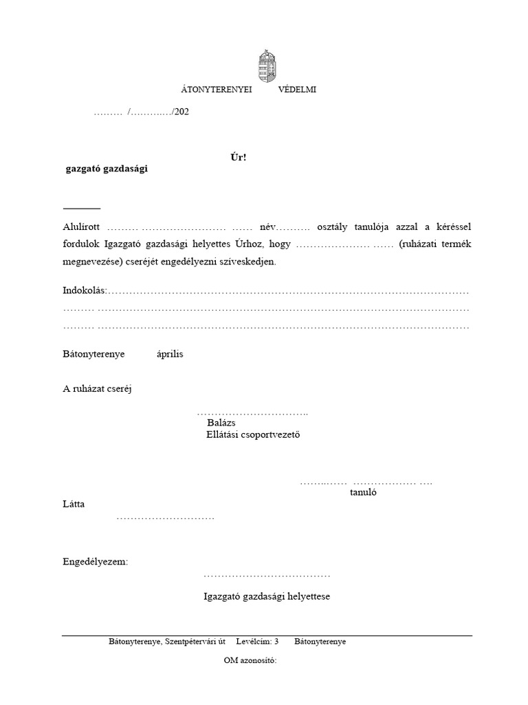 Szolgalati Jegy Ruhacsere | PDF