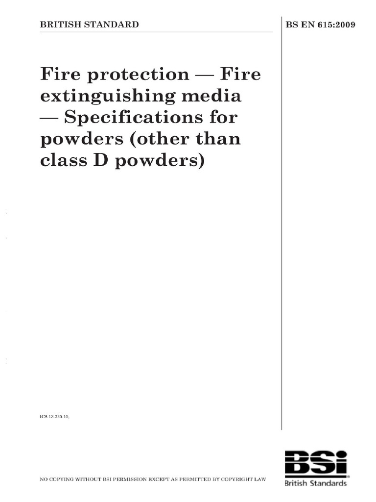 BS EN 615-2009 Fire Protection Fire Extinguishing Media ...