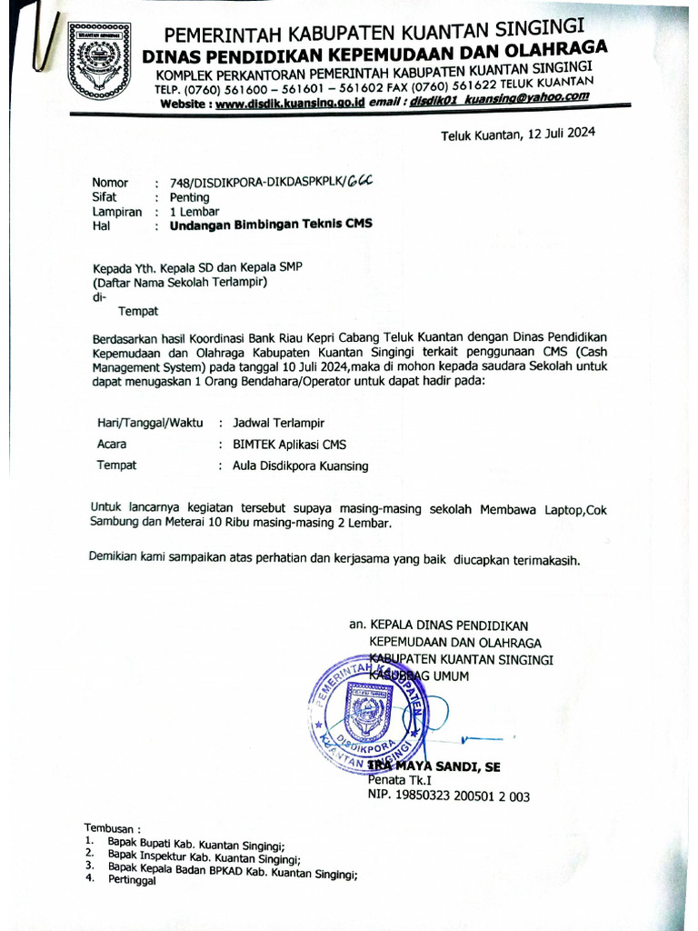 Undangan Bimbingan Teknis CMS | PDF