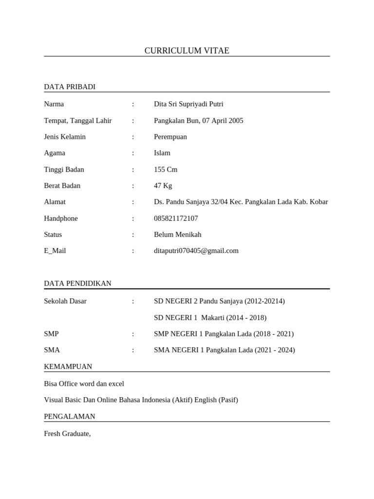 CURRICULUM VITAE dita | PDF