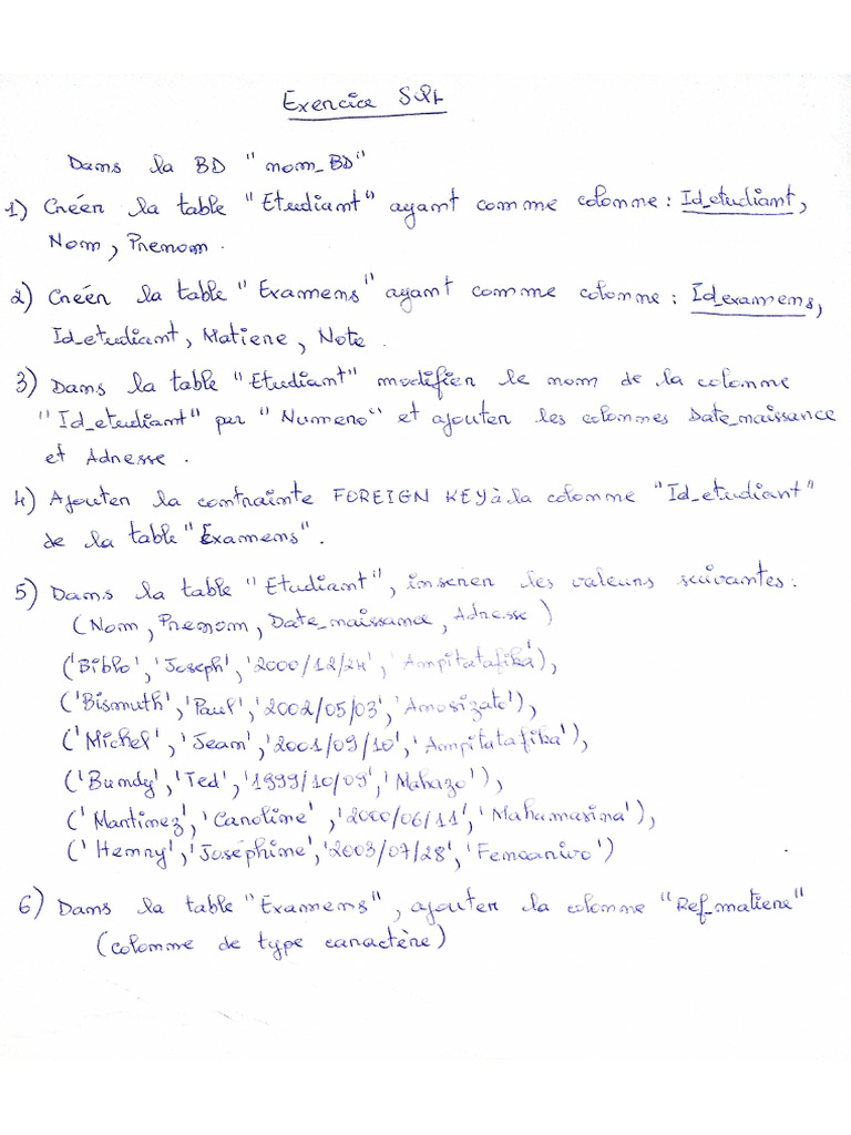Exercice SQL | PDF