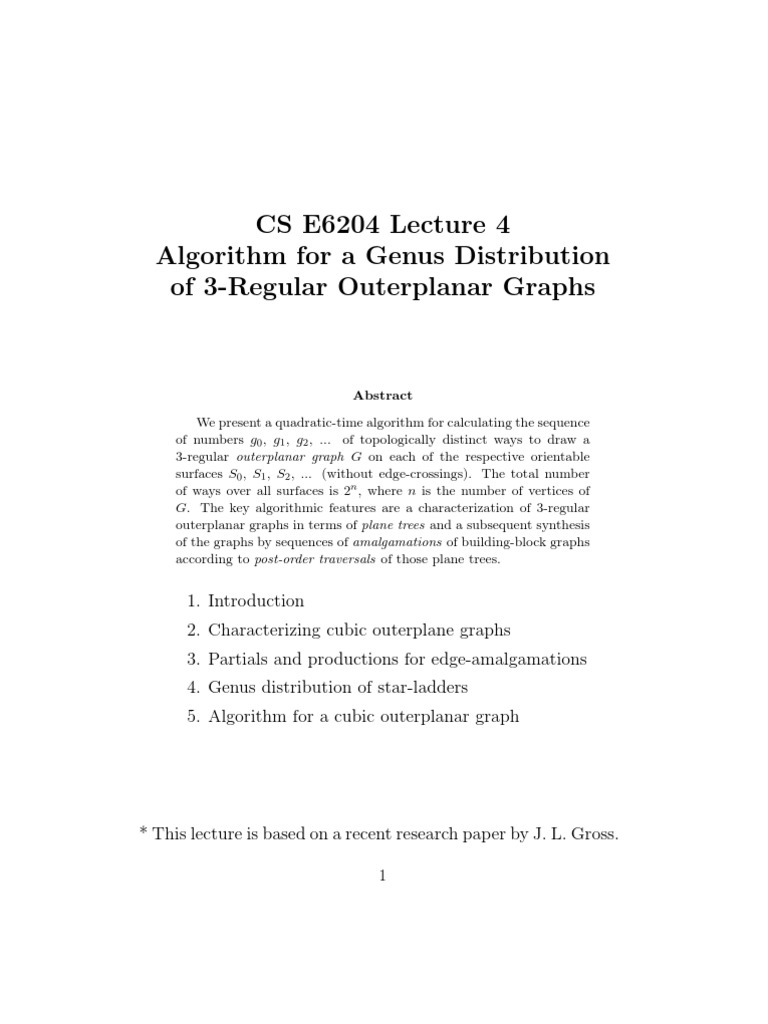 J. Gross - CS E6204 Lecture 4: Algorithm For A Genus Distribution of 3-Regular Outerplanar ...