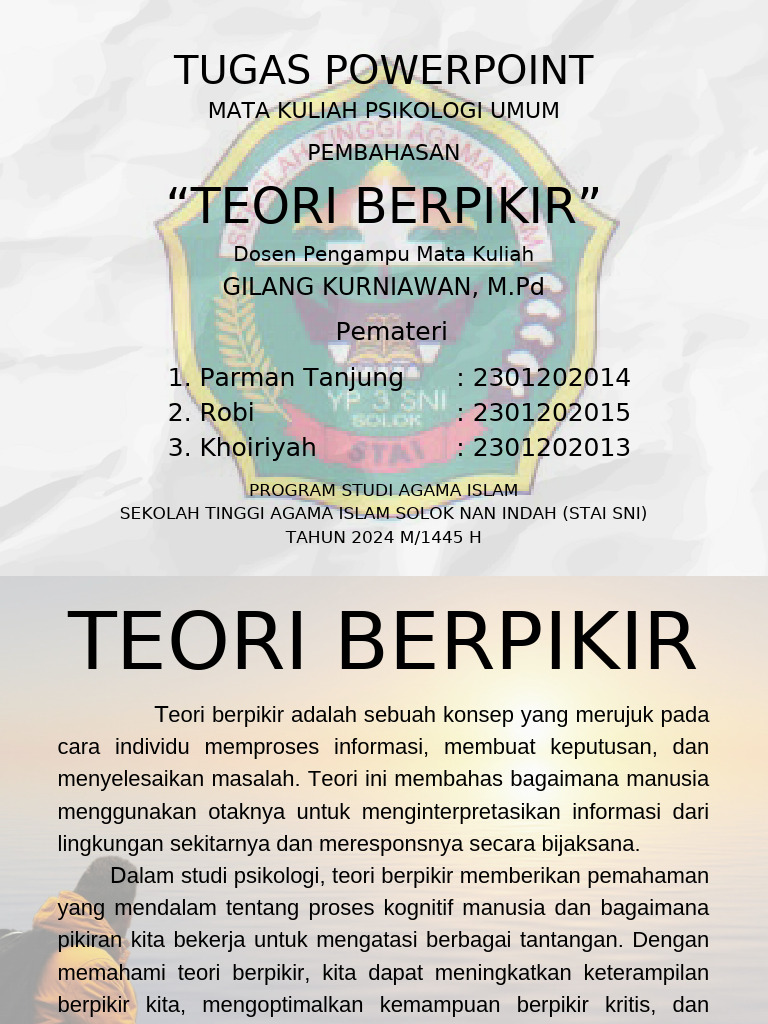 Kel.7 Teori Berpikir (Parman-Kori-Robi) | PDF