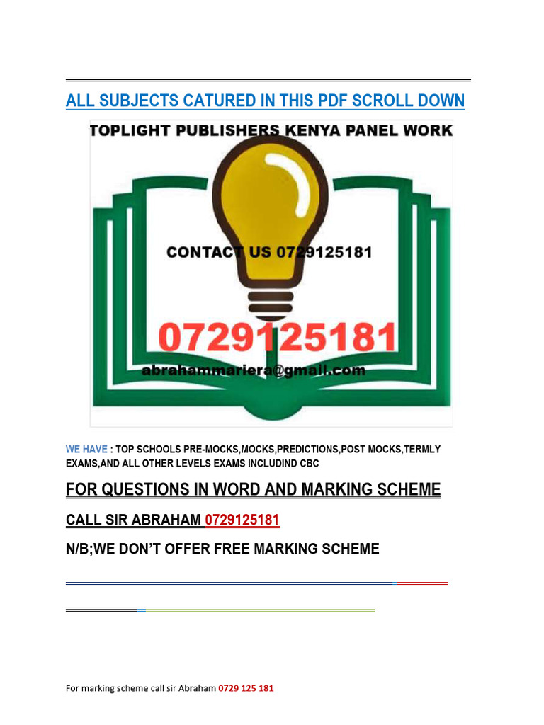 Form 4 Opener Term 2 2024 Examination | PDF