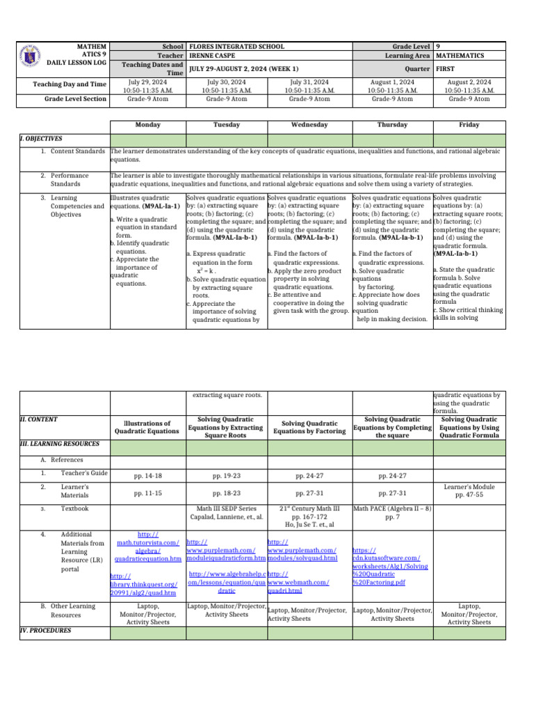 I. Objectives | PDF
